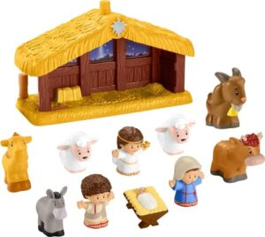 fisher-price little people toddler playset nativity scene with baby jesus mary & joseph figures for christmas play ages 1+ years