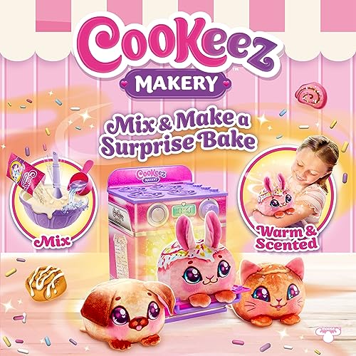 COOKEEZ MAKERY Cinnamon Treatz Oven. Mix & Make a Plush Best Friend! Place Your Dough in The Oven and Be Amazed When A Warm, Scented, Interactive, Friend Comes Out! Which Will You Make?