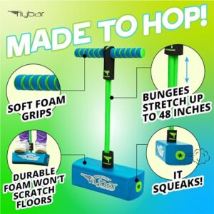 Flybar My First Foam Pogo Jumper for Kids Fun and Safe Pogo Stick, Durable Foam and Bungee Jumper for Ages 3 and up Toddler Toys, Supports up to 250lbs (Blue)