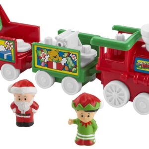 Fisher-Price Little People Toddler Toy Musical Christmas Train with Santa Elf & Reindeer Figures for Ages 1+ Years