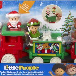 Fisher-Price Little People Toddler Toy Musical Christmas Train with Santa Elf & Reindeer Figures for Ages 1+ Years