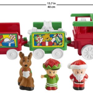 Fisher-Price Little People Toddler Toy Musical Christmas Train with Santa Elf & Reindeer Figures for Ages 1+ Years