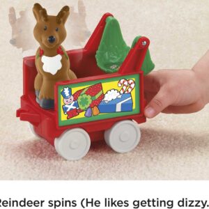 Fisher-Price Little People Toddler Toy Musical Christmas Train with Santa Elf & Reindeer Figures for Ages 1+ Years