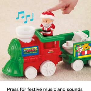 Fisher-Price Little People Toddler Toy Musical Christmas Train with Santa Elf & Reindeer Figures for Ages 1+ Years