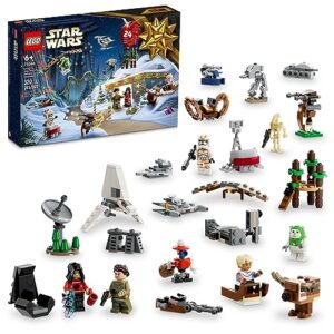 lego star wars 2023 advent calendar 75366 christmas holiday countdown gift idea with 9 star wars characters and 15 mini building toys, discover new experiences and daily collectible surprises