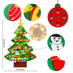 Max Fun DIY Felt Christmas Tree Set Plus Tic-Tac-Toe Games for Kids Toddlers Wall Hanging Decorations Felt Craft Kits for Xmas Party Favors