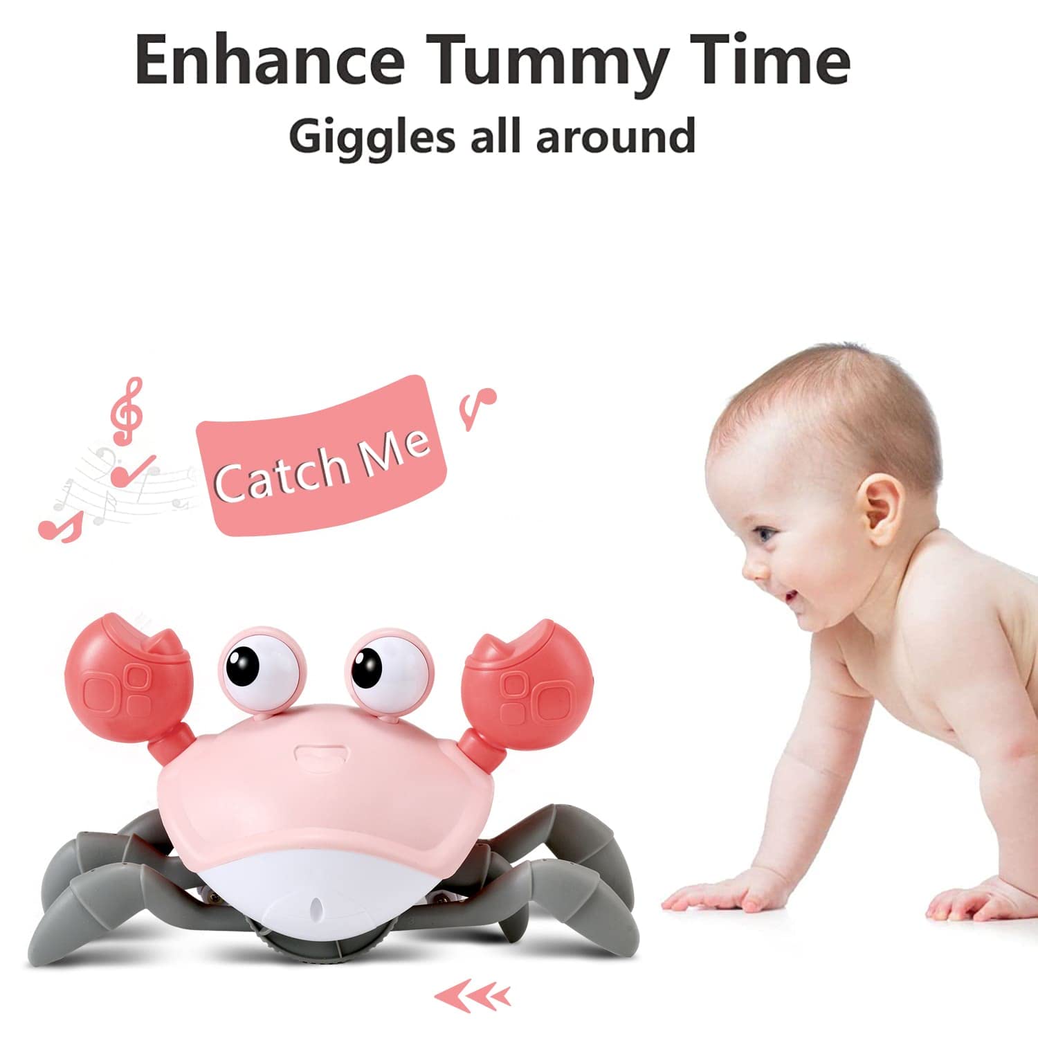 control future Baby Girl Toys Tummy Time: Pink Crawling Crab Babies Montessori Toy Learning 36 Months 3 Year Old Birthday Infant Girls Valentines Day Gifts Stuff 0 1 2 Essentials