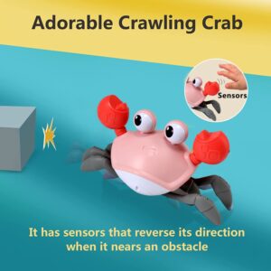 control future Baby Girl Toys Tummy Time: Pink Crawling Crab Babies Montessori Toy Learning 36 Months 3 Year Old Birthday Infant Girls Valentines Day Gifts Stuff 0 1 2 Essentials