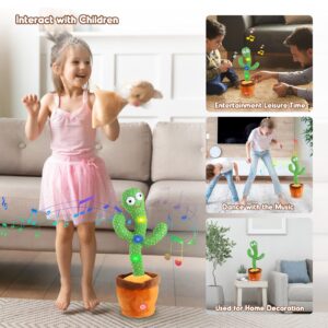 Kids Dancing Talking Cactus Toys for Baby Boys and Girls, Singing Mimicking Recording Repeating What You Say Sunny Cactus Electronic Light Up Plush Toy with 120 English Songs Smart Toy