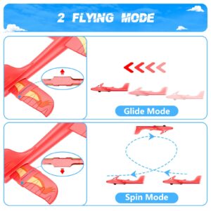 FRONTSUN 3 Pack Dinosaur Airplane Launcher Toys, 2 Flight Modes Kids Outdoor Flying Toys Airplanes Foam Glider Catapult Planes, Birthday Gifts for Boys Girls 3 4 5 6 7 8 9 10 11 12 Year Old