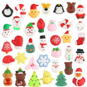 suloli 36 pcs christmas mochi squishy toys, xmas squeeze toys stress reliever anxiety packs for kids christmas party favors stocking stuffers gifts