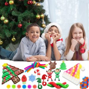 36 Pcs Christmas Fidget Toys Set With Christmas Tree Pop Bubble Toys, Pop Tube, Mochi Squeeze Sensory Toys for Kids Boys Girls Christmas Party Favors Stocking Stuffers Stress Relief Gifts Pack