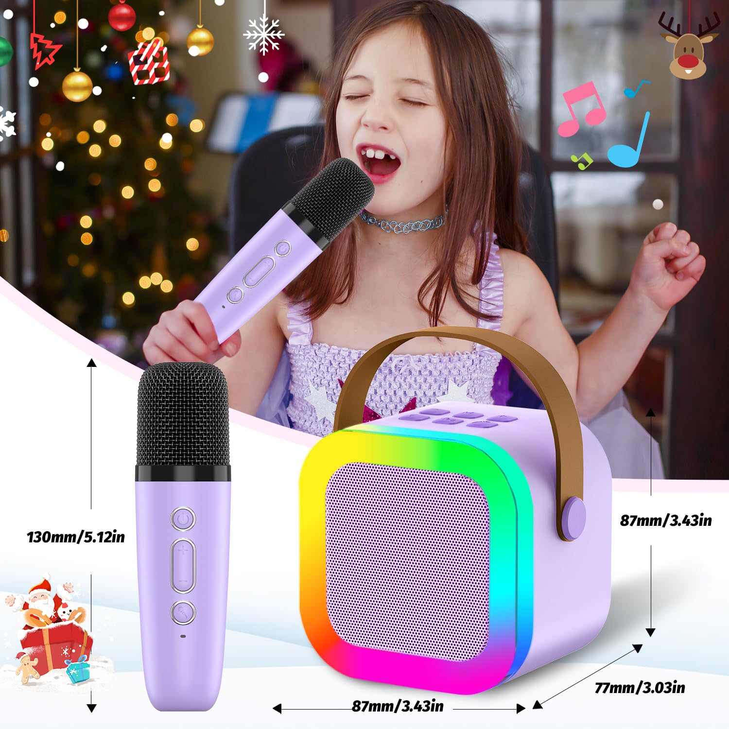 OUTUVAS Kids Karaoke Microphone Machine Toy, 4-12 Years Old Girls Christmas Birthday Gift for Girls, Karaoke Toys Gifts for Girls Ages 4, 5, 6, 7, 8, 9, 10, 12 +Year Old Birthday Party. (Purple)