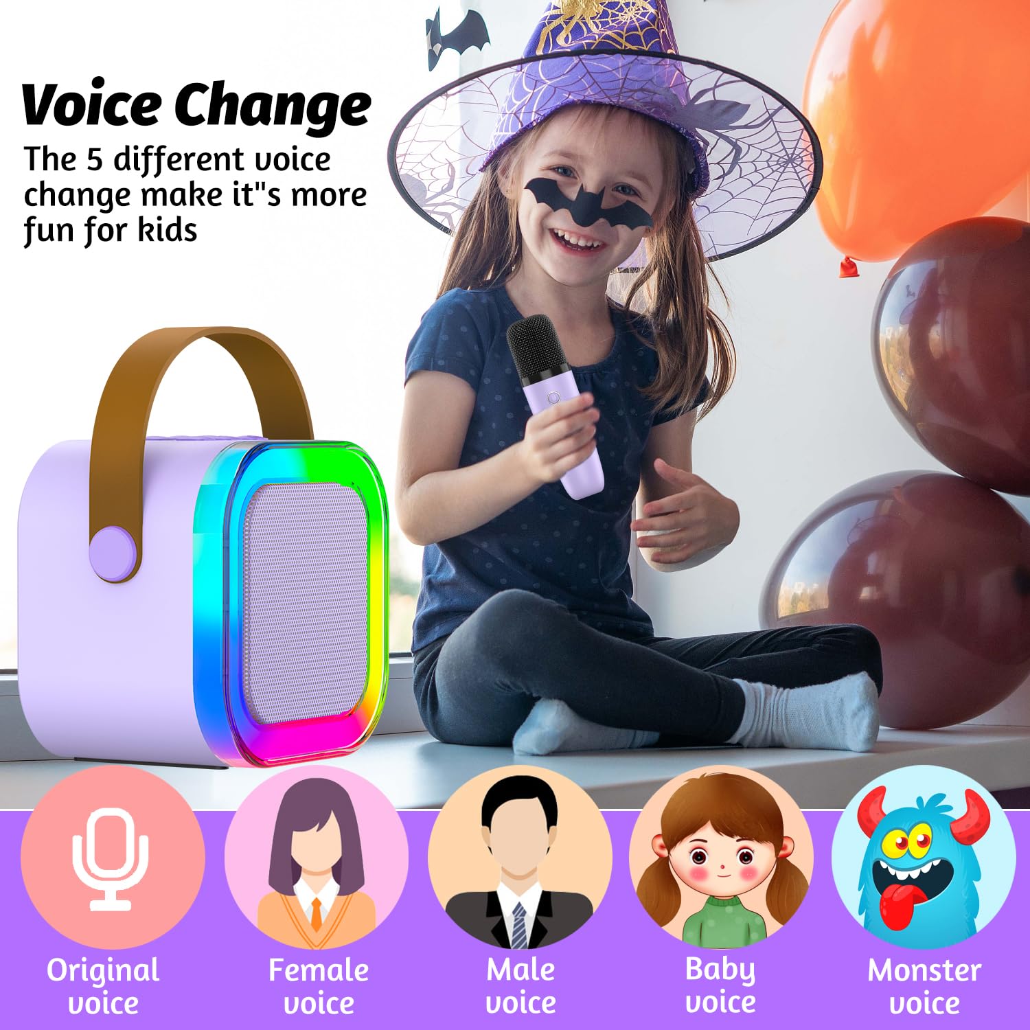 OUTUVAS Kids Karaoke Microphone Machine Toy, 4-12 Years Old Girls Christmas Birthday Gift for Girls, Karaoke Toys Gifts for Girls Ages 4, 5, 6, 7, 8, 9, 10, 12 +Year Old Birthday Party. (Purple)