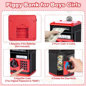 Refasy Children Toy for 5-7 Year Old Girls,Piggy Banks Toy for 8-16 Year Old Girls Boys Birthday Gifts Toy Gifts for Kids Coin Atm Electronic Piggy Banks Toys Great Christmas Ideas for Kids Red