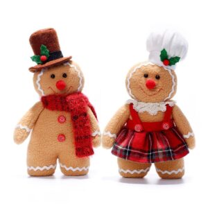 shapeazy gingerbread plush stuffed animal,christmas stuffed animal stuffed gingerbread boy girl,gingerbread man plush toys christmas decor gingerbread doll for holiday christmas tree gifts (boy+girl)