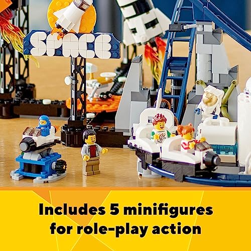 LEGO Creator 3 in 1 Space Roller Coaster Building Toy Set Featuring a Roller Coaster, Drop Tower, Carousel and 5 Minifigures, Rebuildable Amusement Park for Kids Ages 9+, 31142