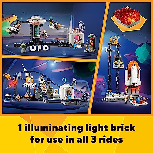 LEGO Creator 3 in 1 Space Roller Coaster Building Toy Set Featuring a Roller Coaster, Drop Tower, Carousel and 5 Minifigures, Rebuildable Amusement Park for Kids Ages 9+, 31142