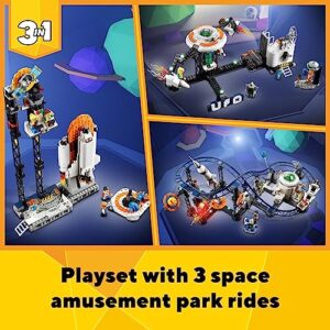 LEGO Creator 3 in 1 Space Roller Coaster Building Toy Set Featuring a Roller Coaster, Drop Tower, Carousel and 5 Minifigures, Rebuildable Amusement Park for Kids Ages 9+, 31142