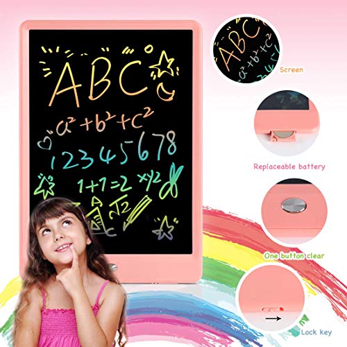 ORSEN LCD Writing Tablet 10 Inch, Colorful Doodle Board Drawing Pad for Kids, Educational Christmas Toys Gifts for 3-6 Year Old Girls Boys (Pink)