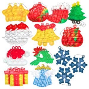 36pcs christmas set pop fidget toys push pop it bubble fidget sensory toy pop it fingertip keychain decompression bubble toys for kids.…