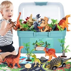 kiddiworld dinosaur toys for 3 4 5 year old boys gifts, dinosaurs toys for kids 3-5-7, dino figures activity play mat christmas birthday gifts for girls toddler toys age 2-4