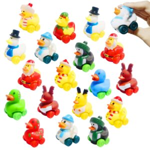 holydeck 18 pcs christmas rubber ducks soft rubber cars toys bath toy vehicles for babies kids birthday gifts,christmas party favors,christmas stocking stuffers(christmas)