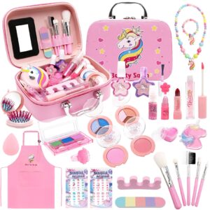 toys for girls-kids makeup kit for girl,29pcs real washable kids toys for girls age 2 3 4 5 6 7 8 9 10 11 year old,princess christmas birthday ideas unicorns gifts for girls with dress up jewelry set