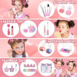 Toys for Girls-Kids Makeup Kit for Girl,29PCS Real Washable Kids Toys for Girls Age 2 3 4 5 6 7 8 9 10 11 Year Old,Princess Christmas Birthday Ideas Unicorns Gifts for Girls with Dress Up Jewelry Set