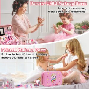 Toys for Girls-Kids Makeup Kit for Girl,29PCS Real Washable Kids Toys for Girls Age 2 3 4 5 6 7 8 9 10 11 Year Old,Princess Christmas Birthday Ideas Unicorns Gifts for Girls with Dress Up Jewelry Set