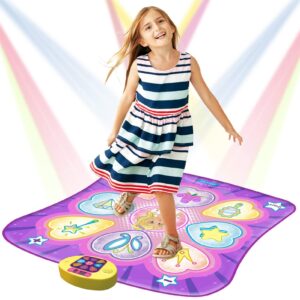 SUNLIN Dance Mat Toys for Girls Ages 3-10 | Dance Pad with LED Lights, Adjustable Volume, 9 Built-in Music, 7 Game Modes, 5 Challenge Levels | Christmas Birthday Gifts for 3 4 5 6 7 8+ Years Old Girl