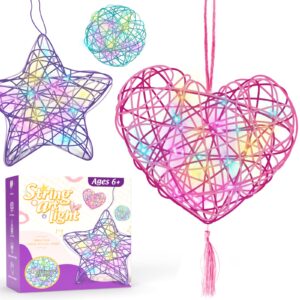 esoxoffore 3d string art kit for kids,christmas birthday gifts for 8 9 10 11 12 year old girls boys,arts and crafts for girls ages 8-12 heart star round lantern toys 20 multi-colored led bulbs