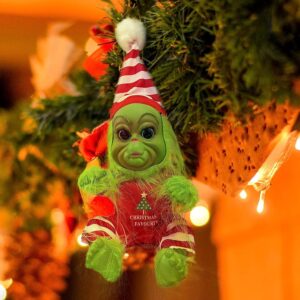 MAOROSIS Christmas Doll Toys, 8" Green Monster Doll Plush Toy, Christmas Santa Plush Toys Stuffed Animal Toy Collectie Doll Christmas Decoration Gifts for Kids Boys Girls