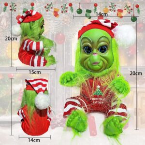 MAOROSIS Christmas Doll Toys, 8" Green Monster Doll Plush Toy, Christmas Santa Plush Toys Stuffed Animal Toy Collectie Doll Christmas Decoration Gifts for Kids Boys Girls