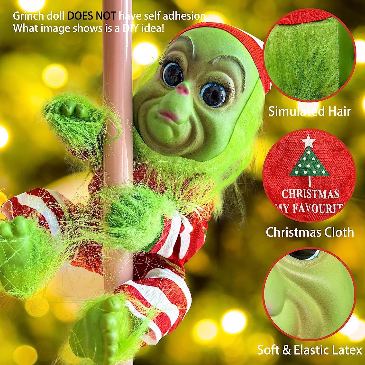 MAOROSIS Christmas Doll Toys, 8" Green Monster Doll Plush Toy, Christmas Santa Plush Toys Stuffed Animal Toy Collectie Doll Christmas Decoration Gifts for Kids Boys Girls