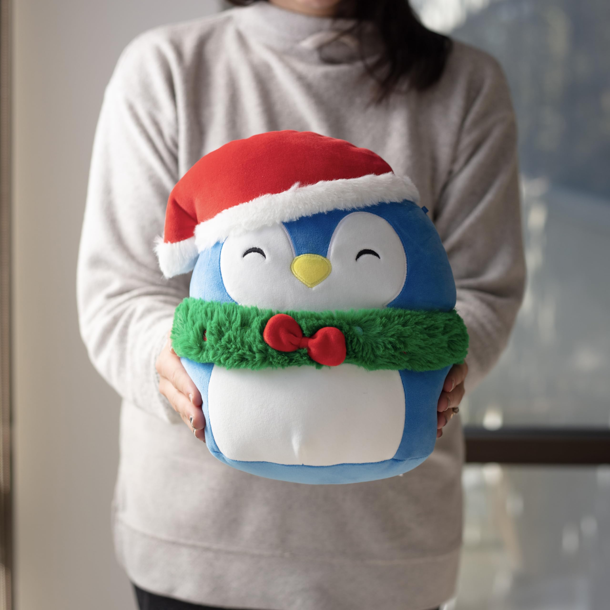 Squishmallows 10" Puff The Penguin Christmas Plush - Official Kellytoy - Collectible Soft & Squishy Penguin Stuffed Animal Toy - Add to Your Squad - Gift for Kids, Girls & Boys - 10 Inch