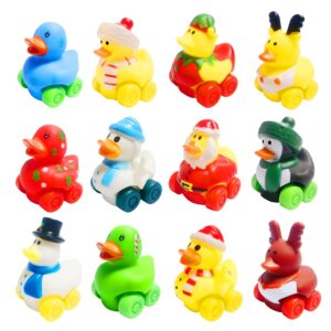 cherislpy 12 pcs christmas rubber ducks cars soft bath toy vehicles for babies kids girls boys birthday gifts,christmas party favors,christmas stocking stuffers(christmas)