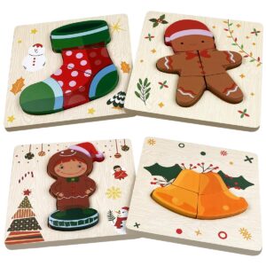 pinkiwine 4 pack christmas wooden puzzles for kids toddlers boys girls christmas toys stocking stuffers party favors gifts