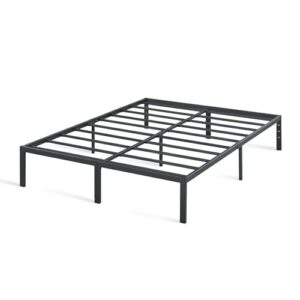 primasleep 18 inch heavy duty steel slat anti-slip support, easy assembly platform bed frame, noise free steel mattress foundation, maximum storage, no box spring needed, black, king size