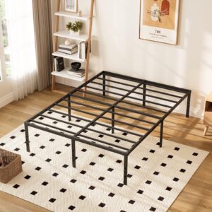 Besebay King Size Bed Frame 14 Inch Heavy Duty Metal Frames with Steel Slats Support Ample Storage No Box Spring Needed, Easy Assembly, Noise Free, Black