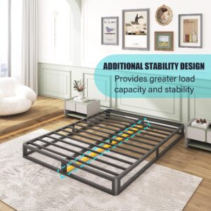 Firpeesy 6 Inch King Bed Frame with Round Corner Edges, Low Profile King Metal Platform Bed Frame with Steel Slat Support, No Box Spring Needed/Easy Assembly/Noise Free Mattress Foundation