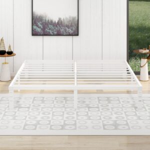 alazyhome king size bed frame 14 inch metal platform bed frame heavy duty steel slats support no box spring needed noise-free easy assembly white