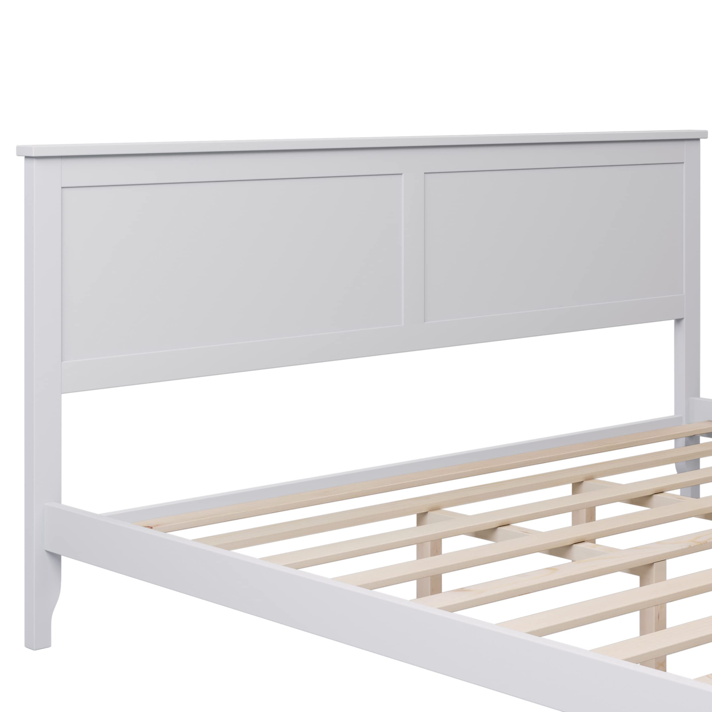 LZ LEISURE ZONE King Size Platform Bed, Modern Solid Wood King Platform Bed Frame, No Box Spring Needed, White