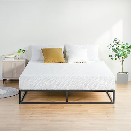 Olee Sleep 9 Inch Modern Metal Platform Bed Frame, Steel Slat Anti-Slip Support, Steel Mattress Foundation, No Box Spring Needed, Black, King Size