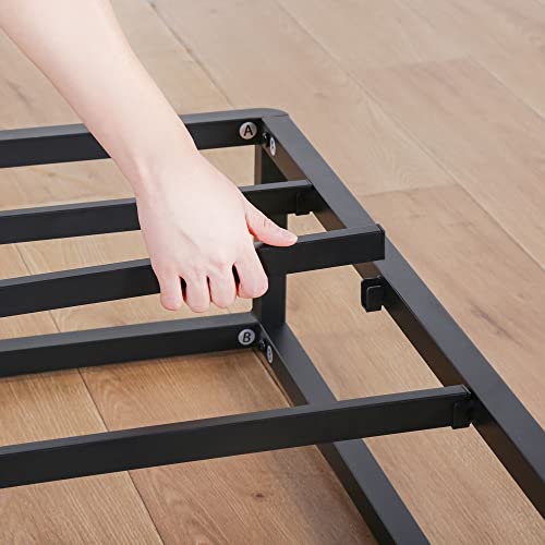 Olee Sleep 9 Inch Modern Metal Platform Bed Frame, Steel Slat Anti-Slip Support, Steel Mattress Foundation, No Box Spring Needed, Black, King Size