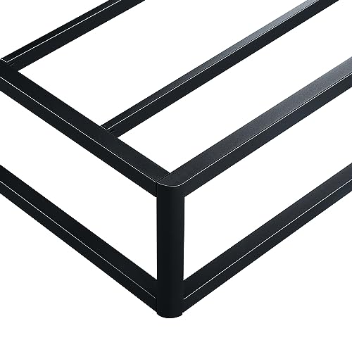 Olee Sleep 9 Inch Modern Metal Platform Bed Frame, Steel Slat Anti-Slip Support, Steel Mattress Foundation, No Box Spring Needed, Black, King Size