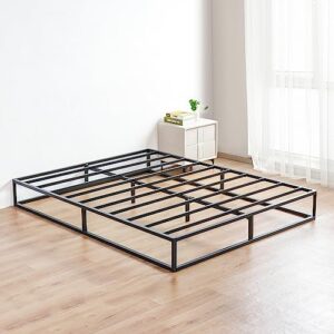 Olee Sleep 9 Inch Modern Metal Platform Bed Frame, Steel Slat Anti-Slip Support, Steel Mattress Foundation, No Box Spring Needed, Black, King Size