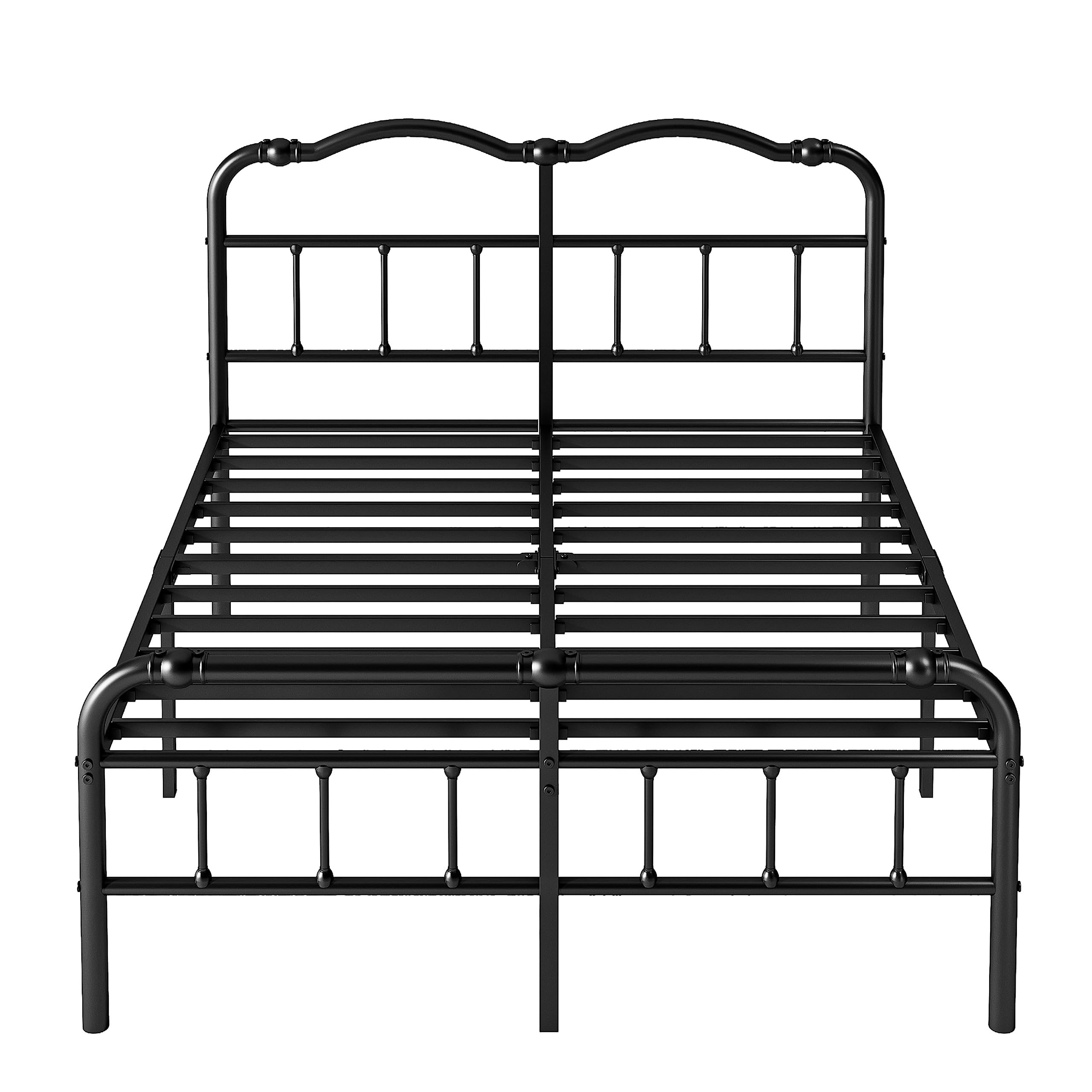 RLDVYA King Bed Frame and Headboard with Footboard, 18 Inch High, Heavy Duty King Size Bed Frame and Headboard, No Box Spring Needed, Under Bed Storage, Easy Assembly, Noise-Free, Black