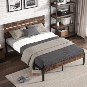 TXIYEAN King Size Bed Frame with Wooden Headboard/Heavy Duty Metal Slats Support/No Box Spring Needed/Noise Free/Easy Assembly/Twin XL/Queen/King, King