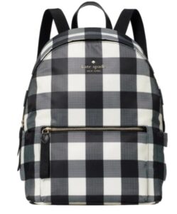 kate spade new york chelsea large backpack, black/white gingham.